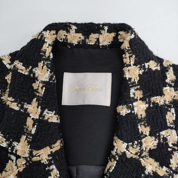 GRACE Class 未使用 フェザーチェックツイードジレ 定価97900円 ベスト 23AW ブラック ベージュ レディース グレース クラス【中古】5-1129T∞ GRACE Class 未使用 フェザーチェックツイードジレ 定価97900円 ベスト